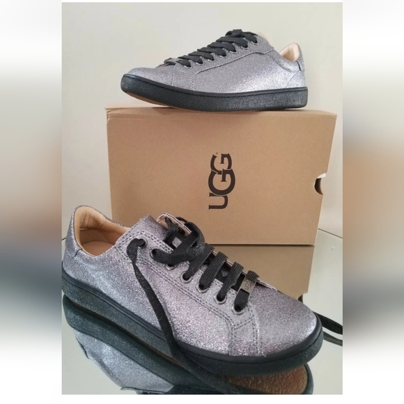 UGG | Shoes | Ugg Milo Silver Glitter Sparkle Womens Laceup Tennis ...